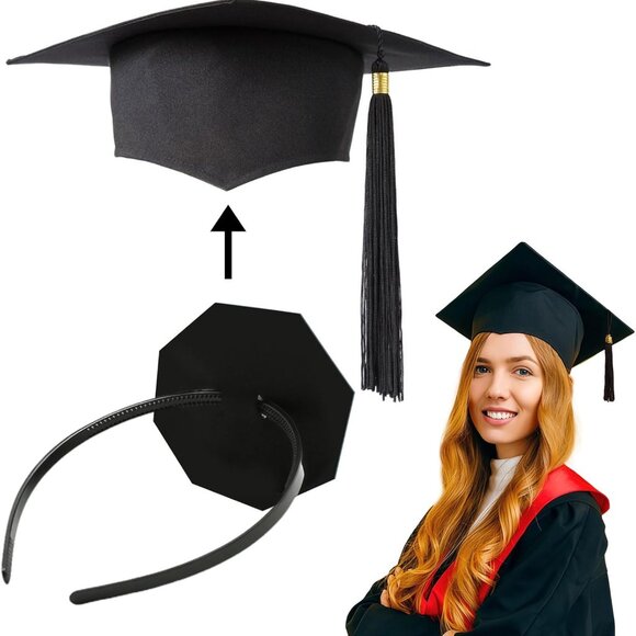 Other | Graduation Cap Headband Insert Adjustable Black Graduation Cap ...